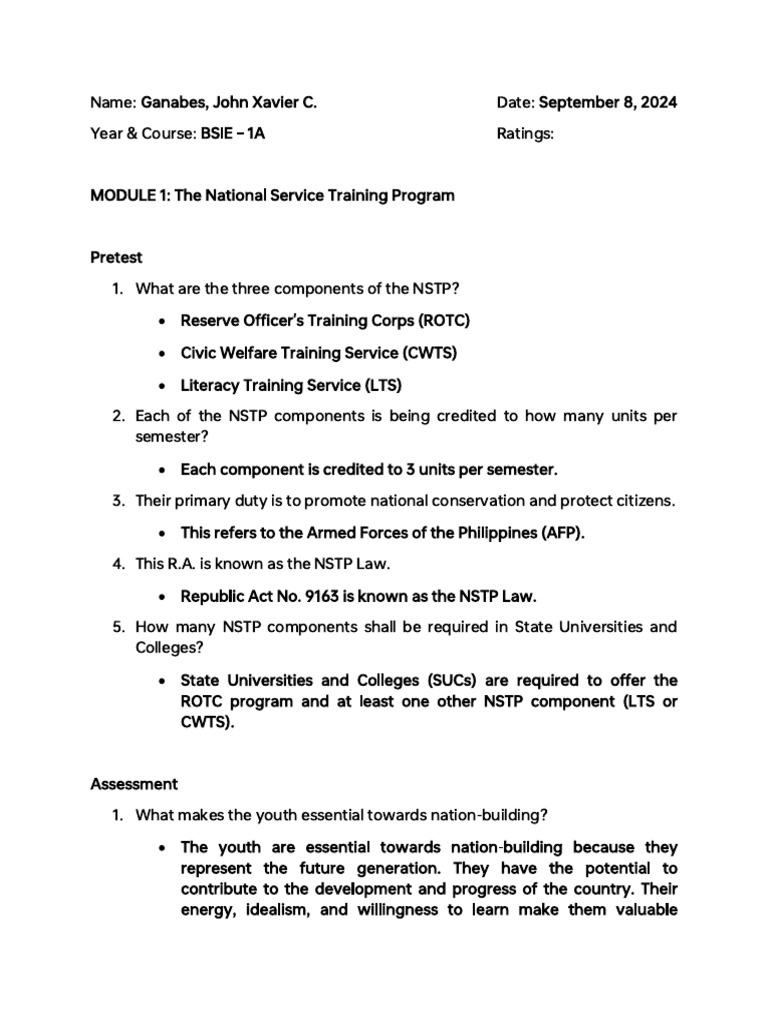MODULE 1_The National Service Training Program | PDF