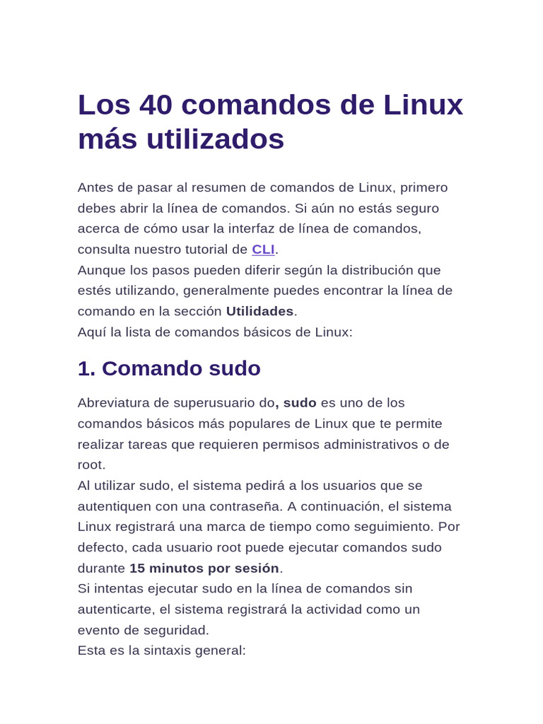 Los 40 Comandos de Linux Más Utilizados | PDF
