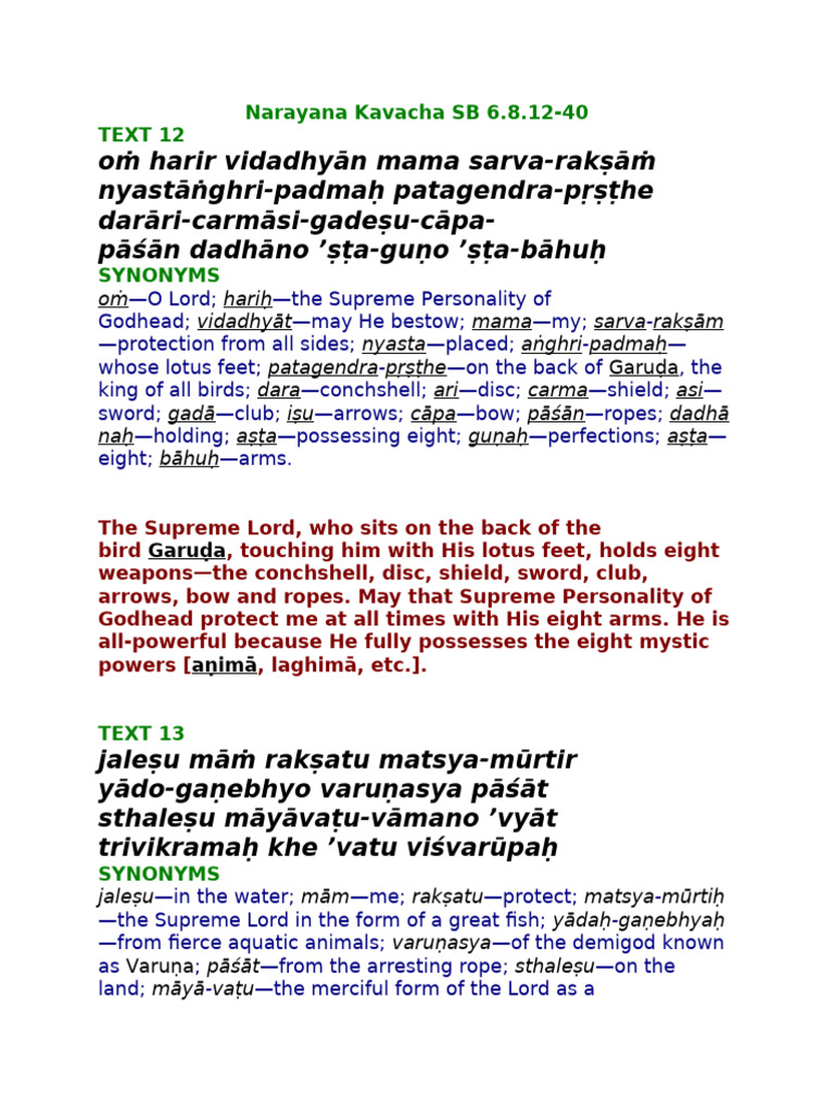 Narayana Kavacha SB 6 | PDF