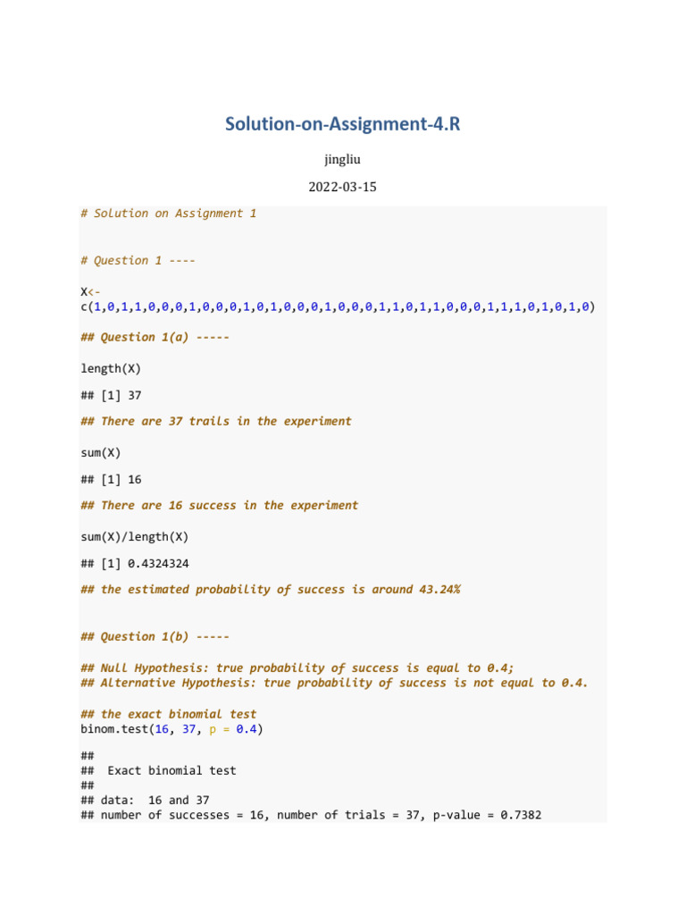 Solution On Assignment 4 | PDF