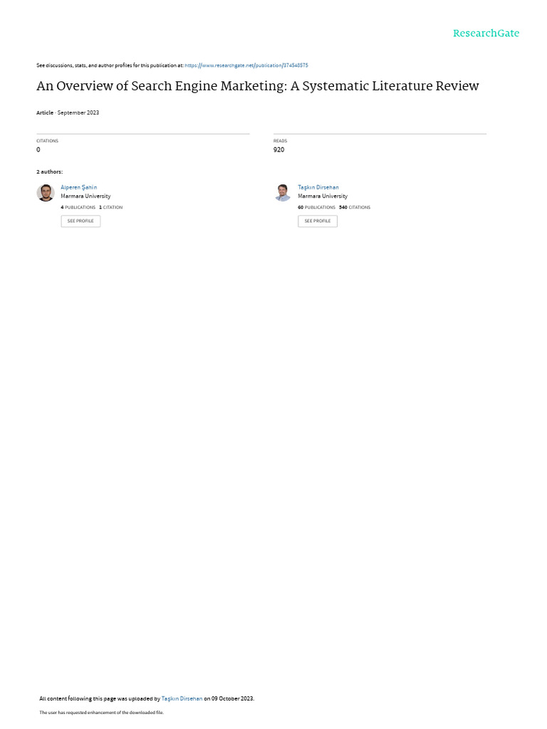 An Overview of Search Engine Marketing: A Systematic Literature Review ...