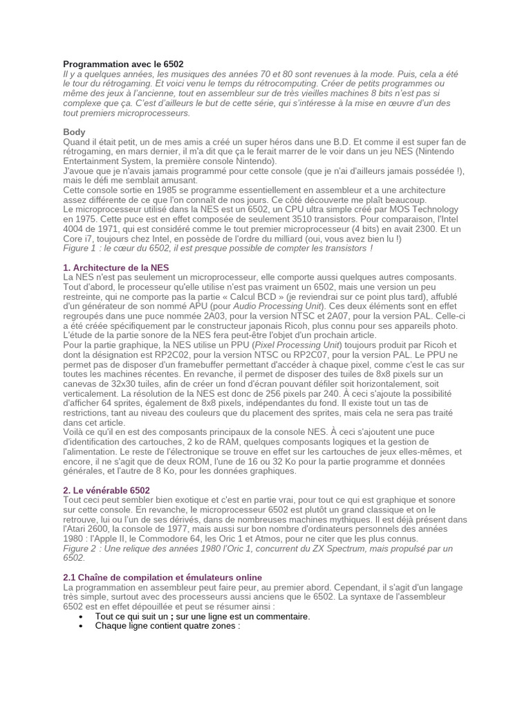 Programmation Avec Le 6502 | PDF