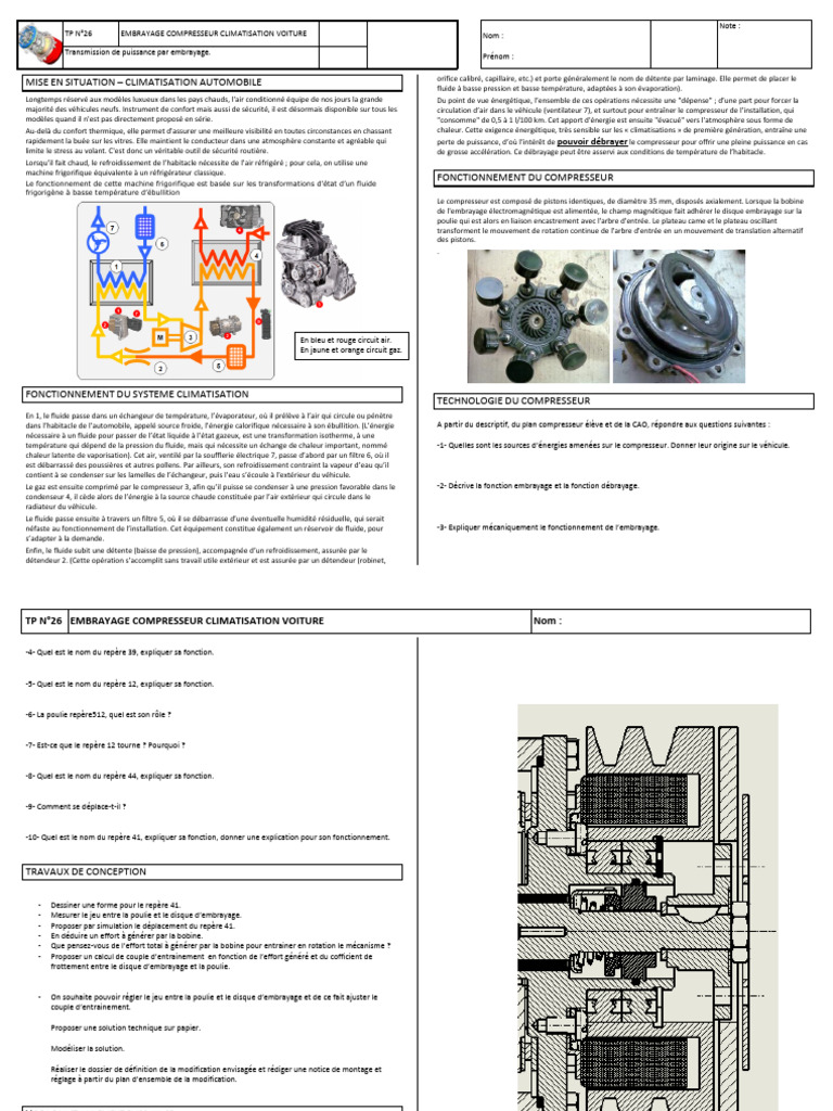 TP N°26-Embrayage Compresseur Voiture | PDF