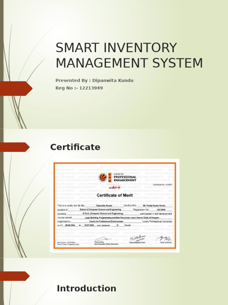 Smart Inventory Management System | PDF