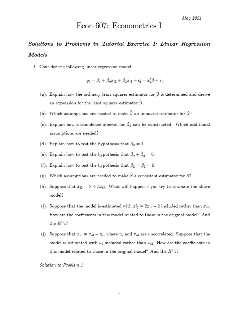 Solution To Tutorial Exercise I | PDF