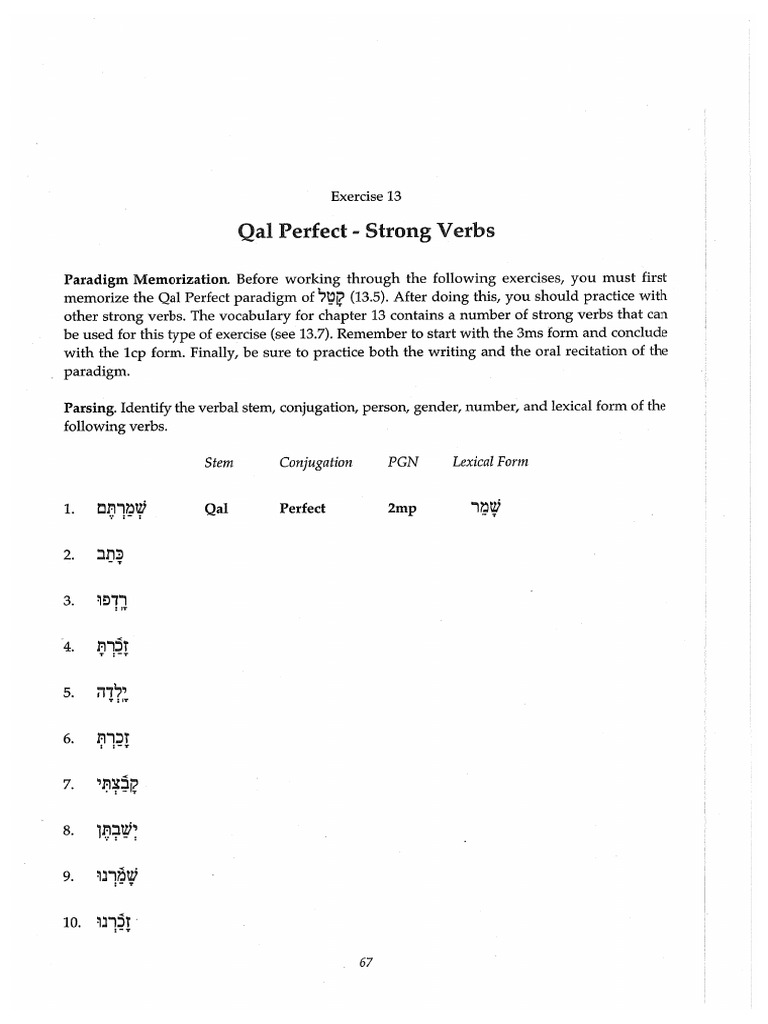 Basics of Biblical Hebrew Workbook - 13-14 | PDF