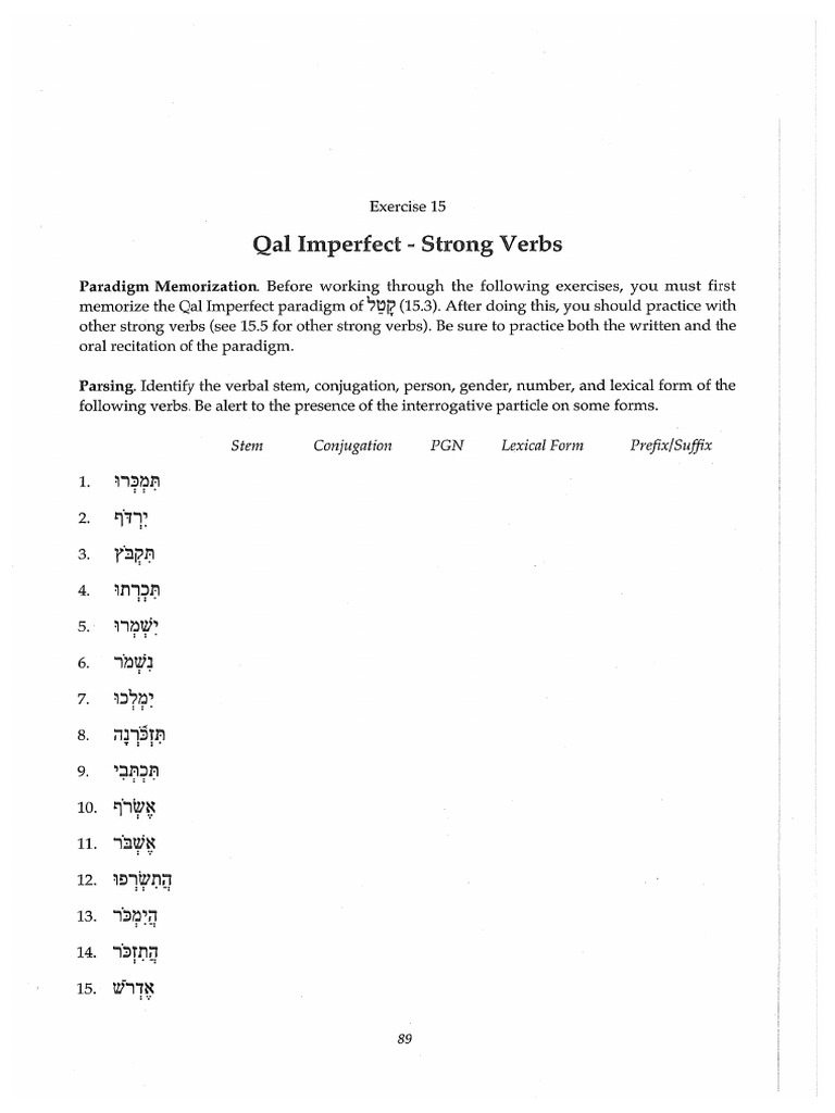 Basics of Biblical Hebrew Workbook - 15-16 | PDF