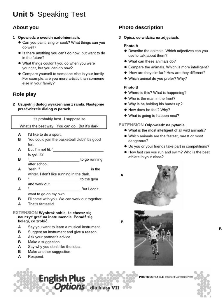 Unit 5 Speaking Test Pdf