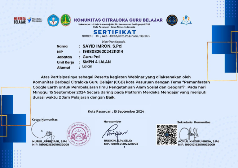 Sertifikat Webinar IX 2024 | PDF