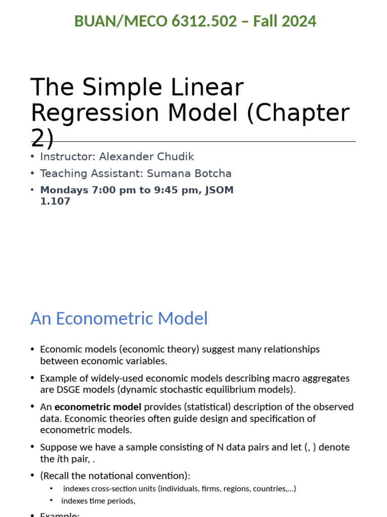 Ch2 - Simple Linear Regression Model | PDF