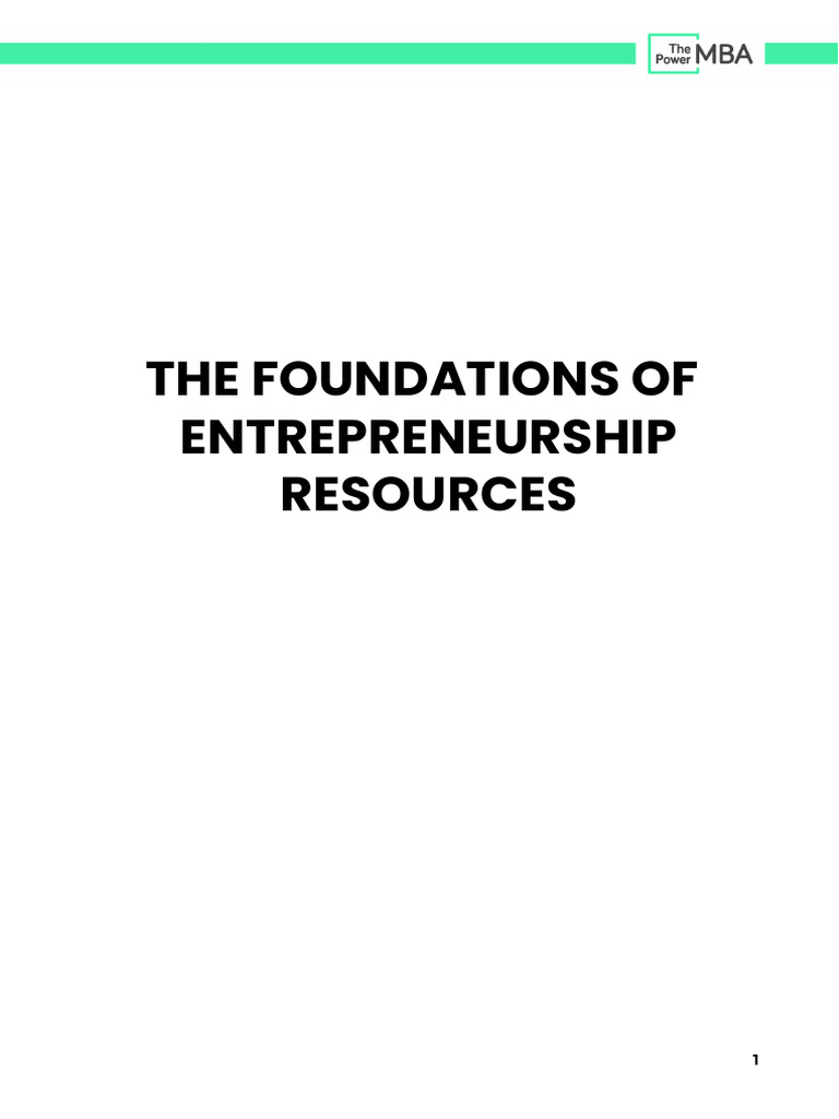 Entrepreneurship+Foundations+Resource+Pack | PDF