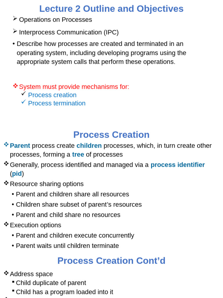 Module 2 Lecture 2 - Process Operations and IPC | PDF