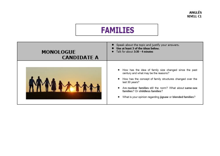 1C1 - Monologue - Families - Candidate A | PDF