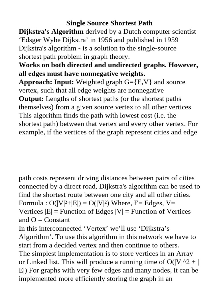 Dijkstra's Algorithm Explained | PDF