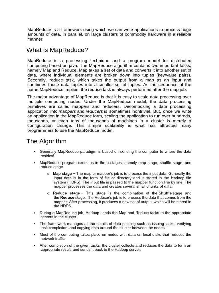 MapReduce Is A Framework Using Which We Can Write Applications To Process Huge Amounts of Data ...