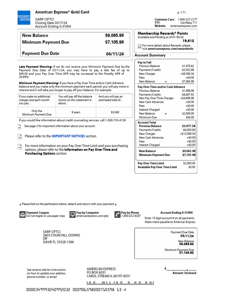 Amex Credit Card Statement Feb 16 - Mar 17 | PDF
