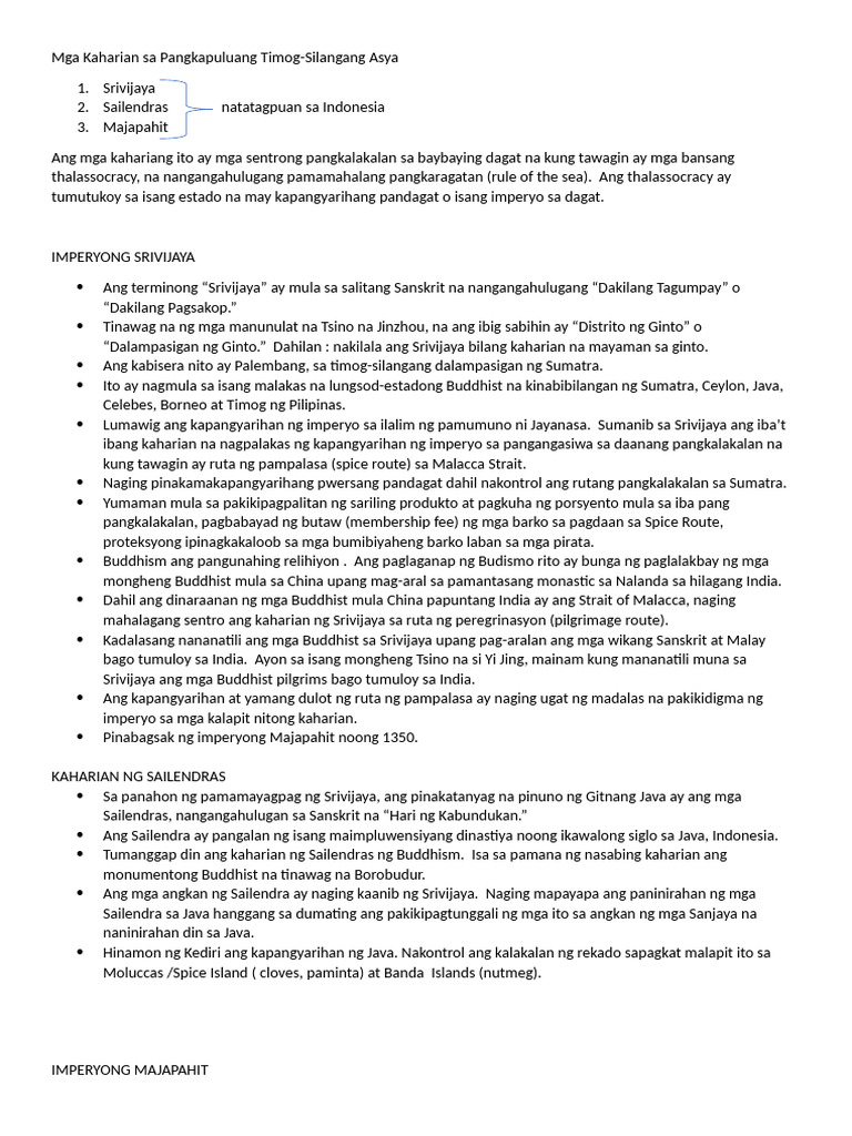 Mga Kaharian Sa Pangkapuluang Timog Lesson | PDF