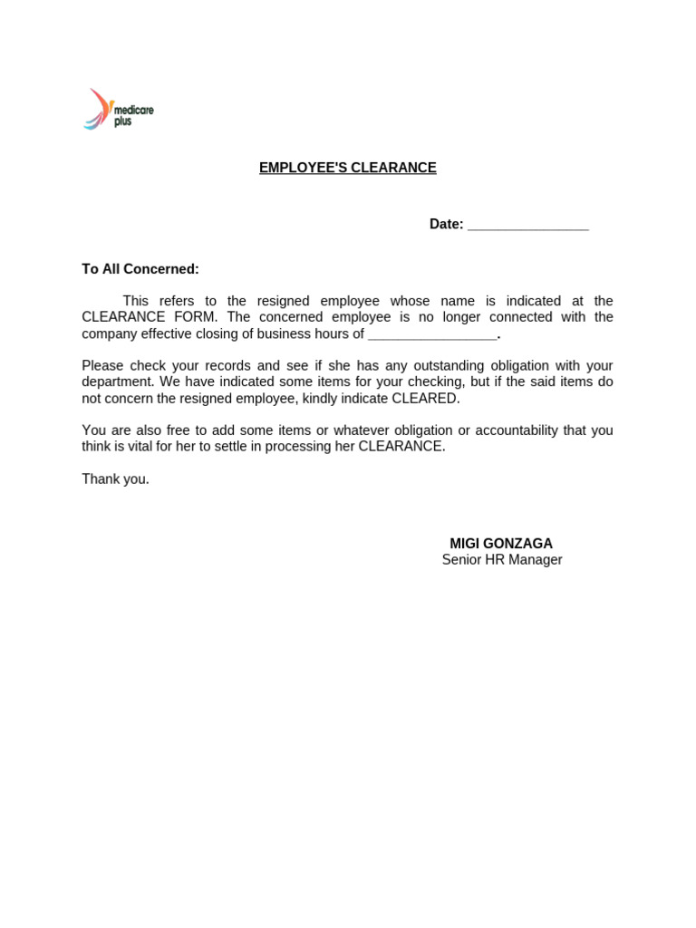 Clearance Cover Letter | PDF