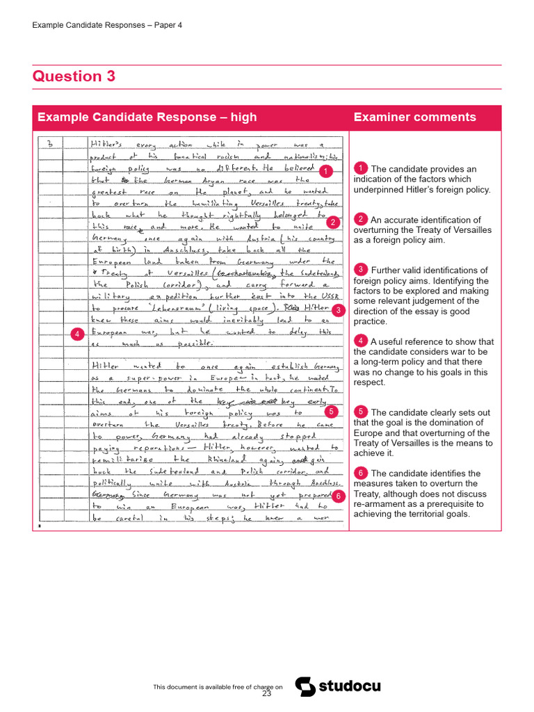 ECR Paper 4 - History A Level Example Candidate Response Featuring A ...