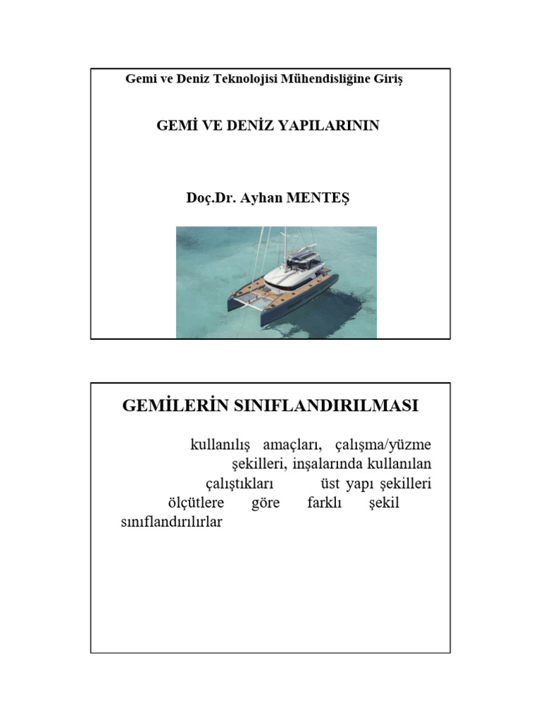 01.lecture01 02.gemi Deniz Yapıları Sınıflandırma-1 | PDF