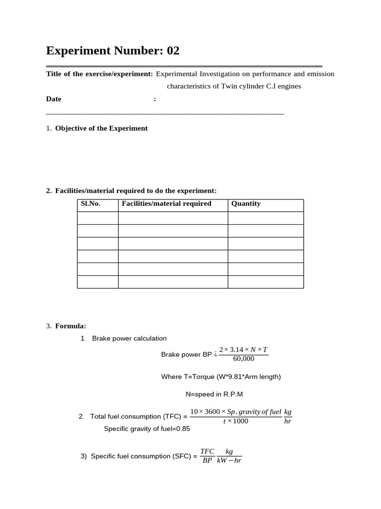 Exp No 2-Twin Cylinder Diesel Engine | PDF