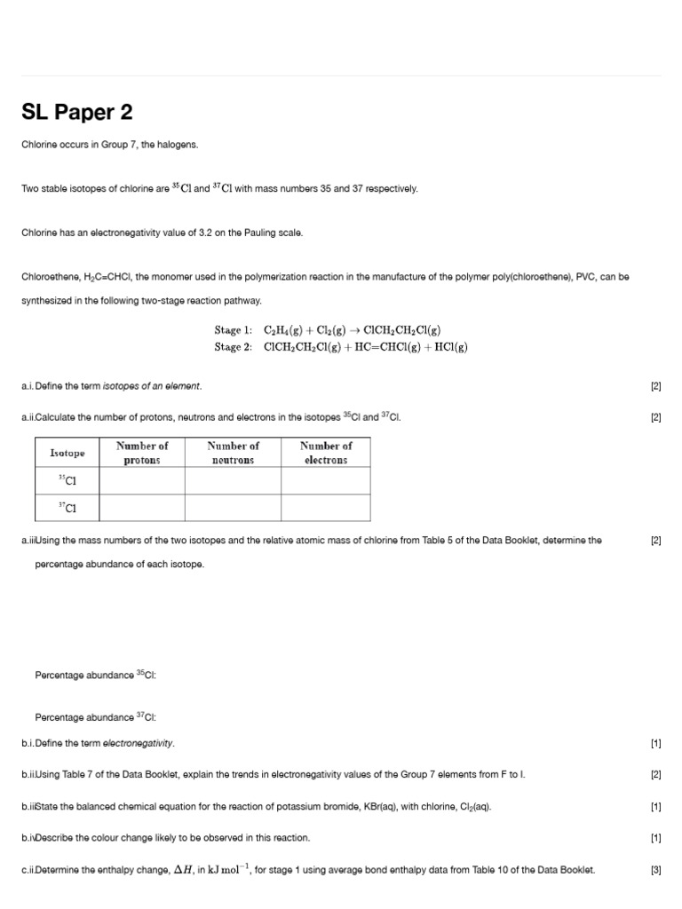 Markscheme SL Paper2 | PDF