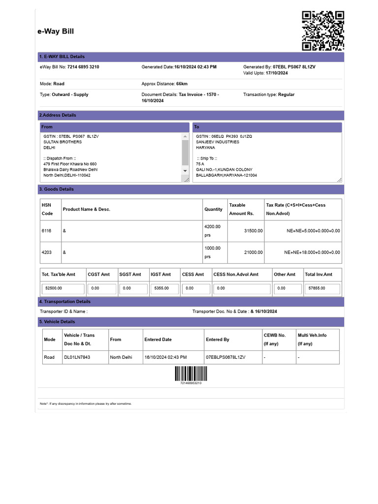 E-Way Bill System | PDF