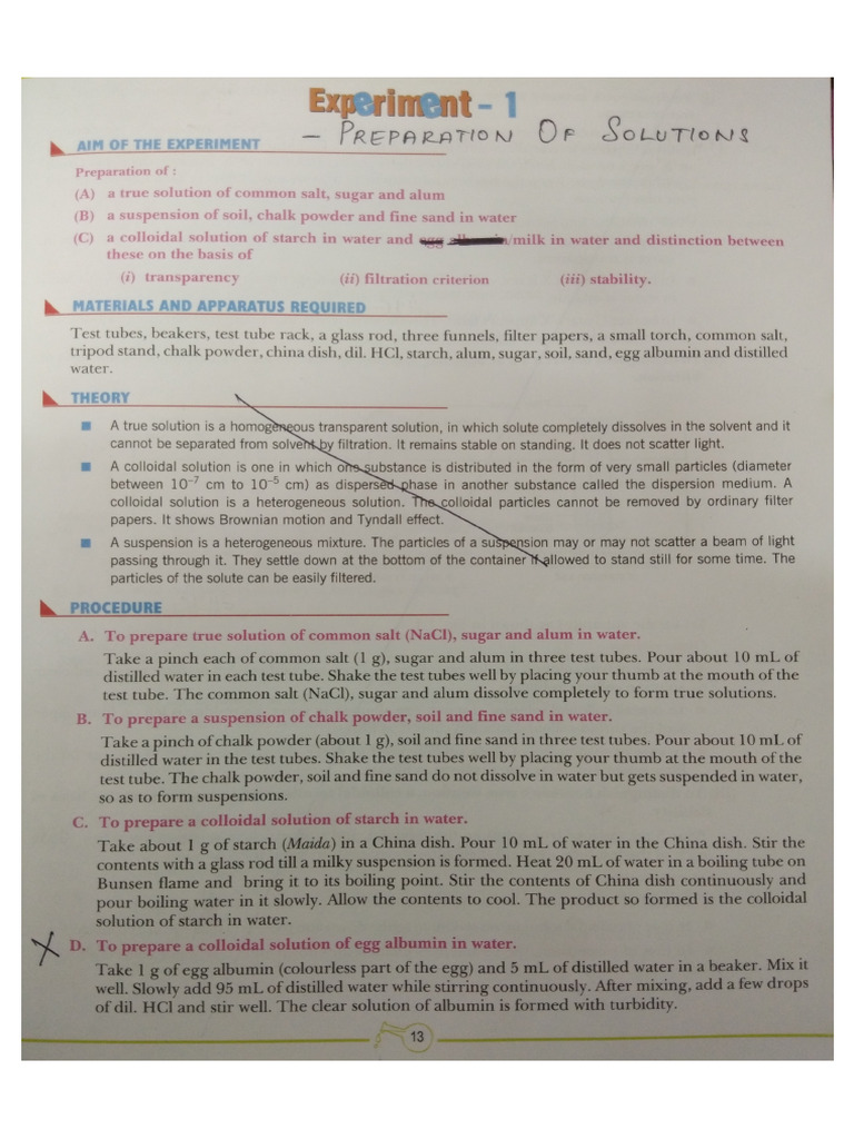 IX Chemistry Practicals Experiment 1 | PDF