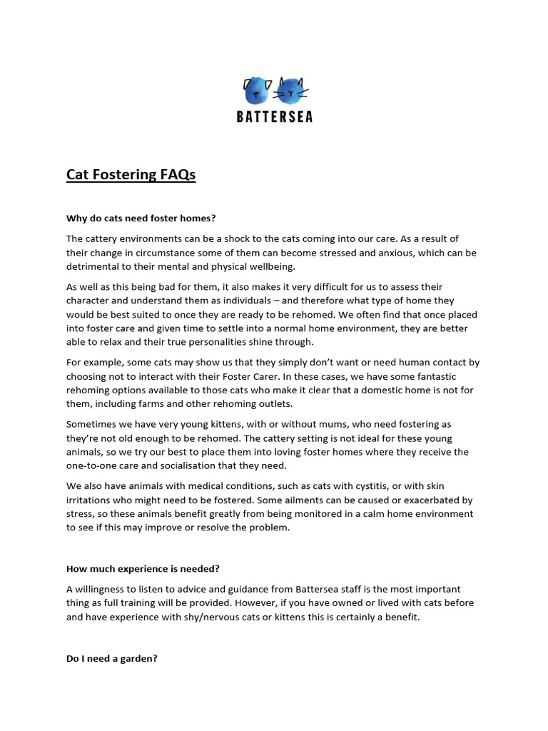 Cat Fostering FAQs | PDF