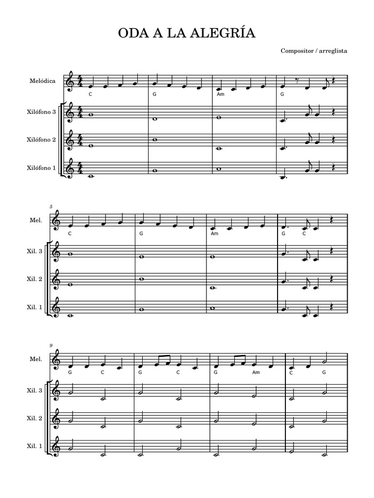 Partitura de Oda a la Alegría | PDF