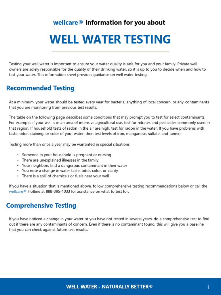 Well Water Testing | PDF