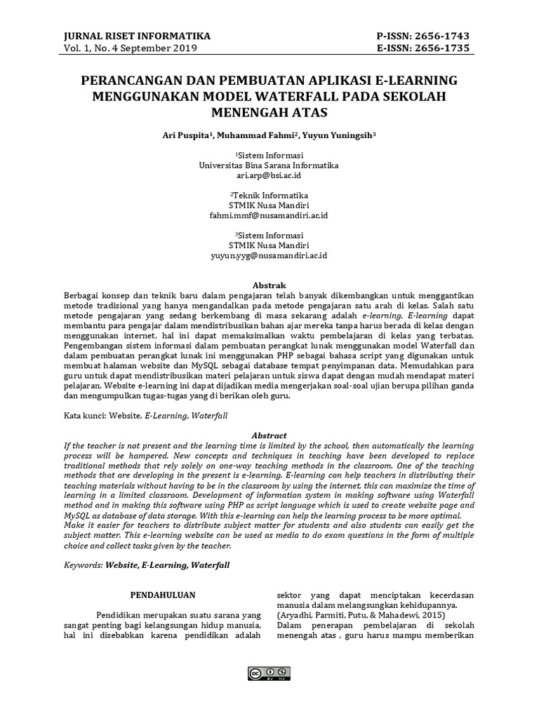 2019 1 September 2019 Jri Perancangan Dan Pembuatan Aplikasi e Learning ...