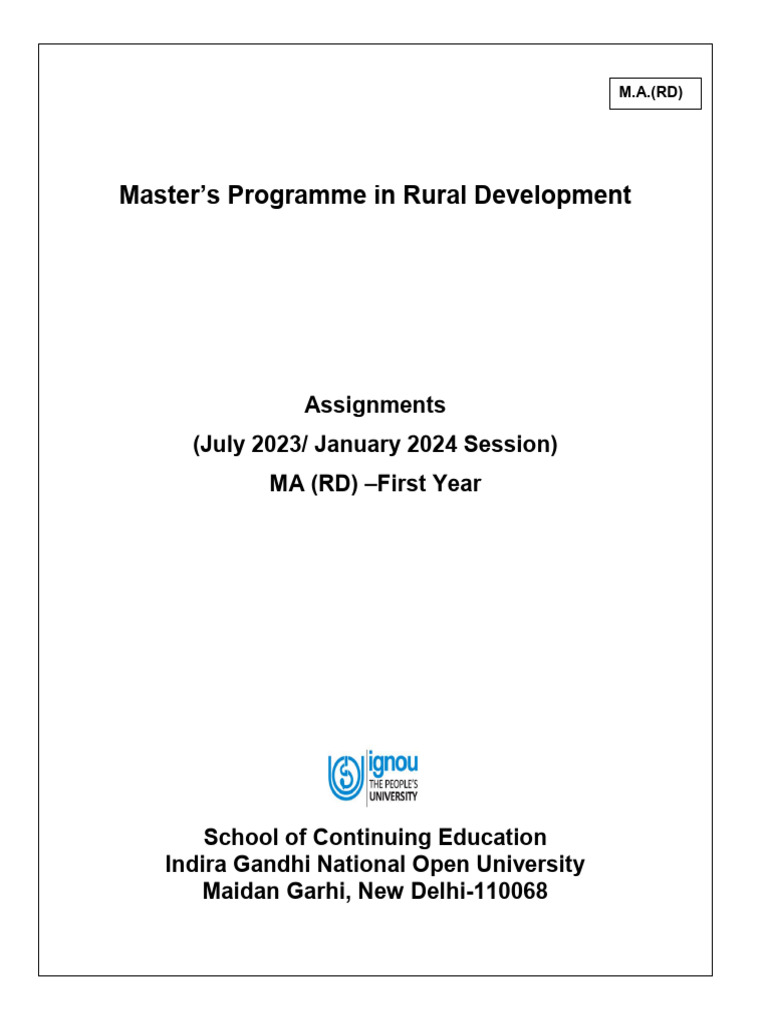 MA Rural Development Assignments 2022-2024 | PDF | Methodology | Science