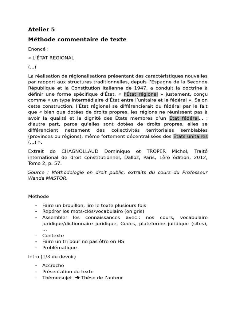 Méthode Commentaire de Texte | PDF