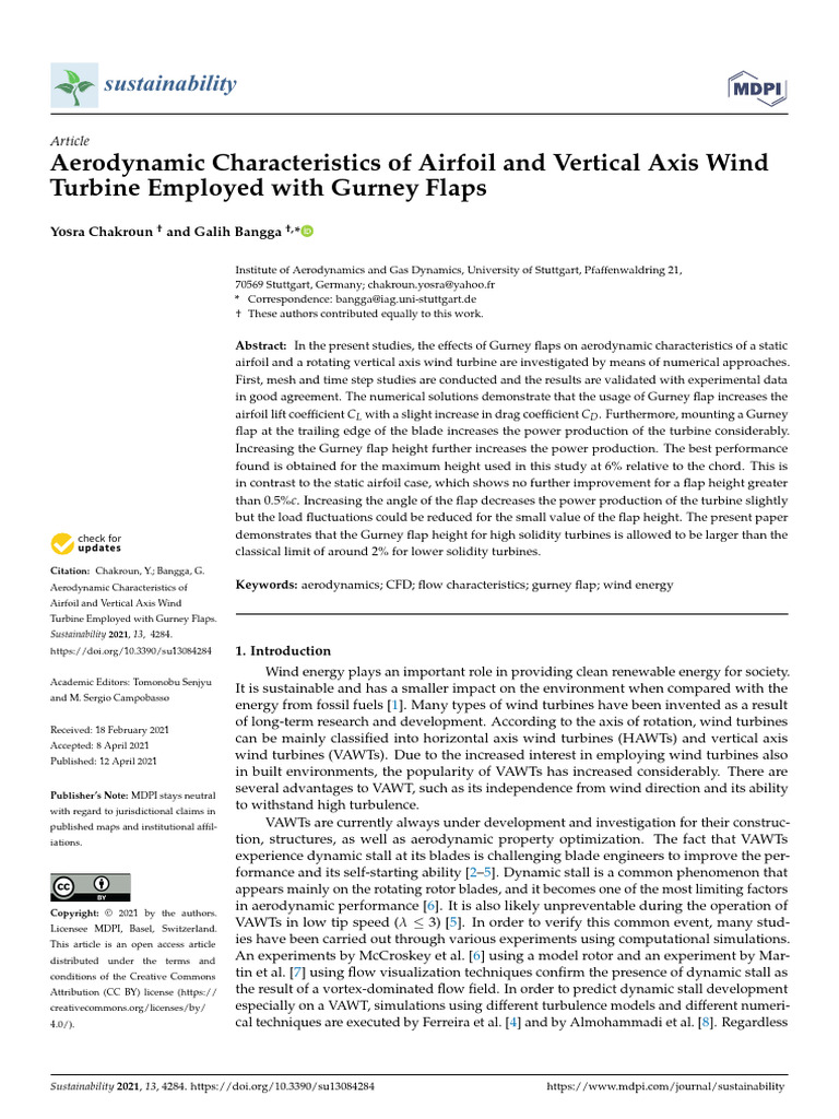Aerodynamic Characteristics of Airfoil and Vertica | PDF