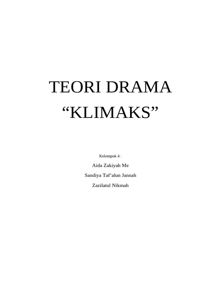 Teori Drama - 2015 - Materi - Aida Zakiyah Me, Sandiya Taf'alun Jannah, Zazilatul Nikmah | PDF