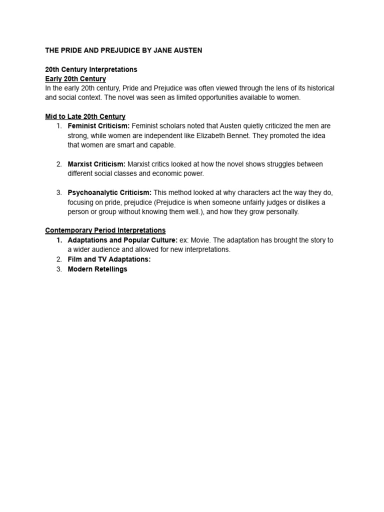 Pride and Prejudice Explanation | PDF
