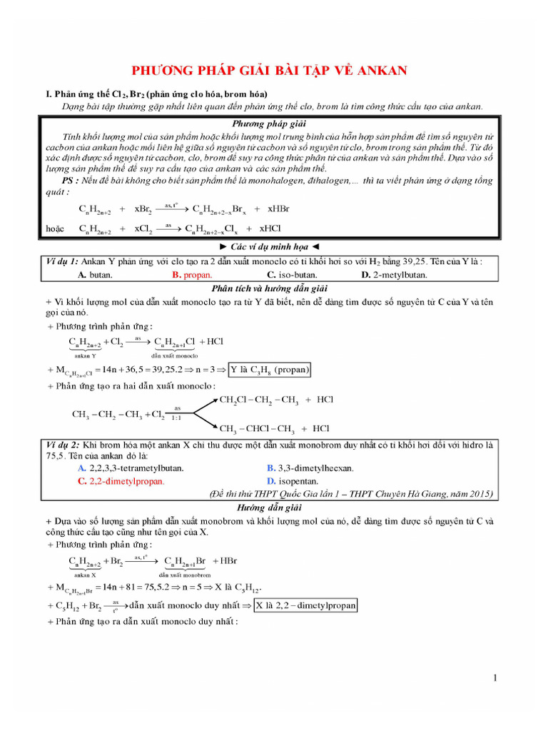 Bài Tập Alkane | PDF