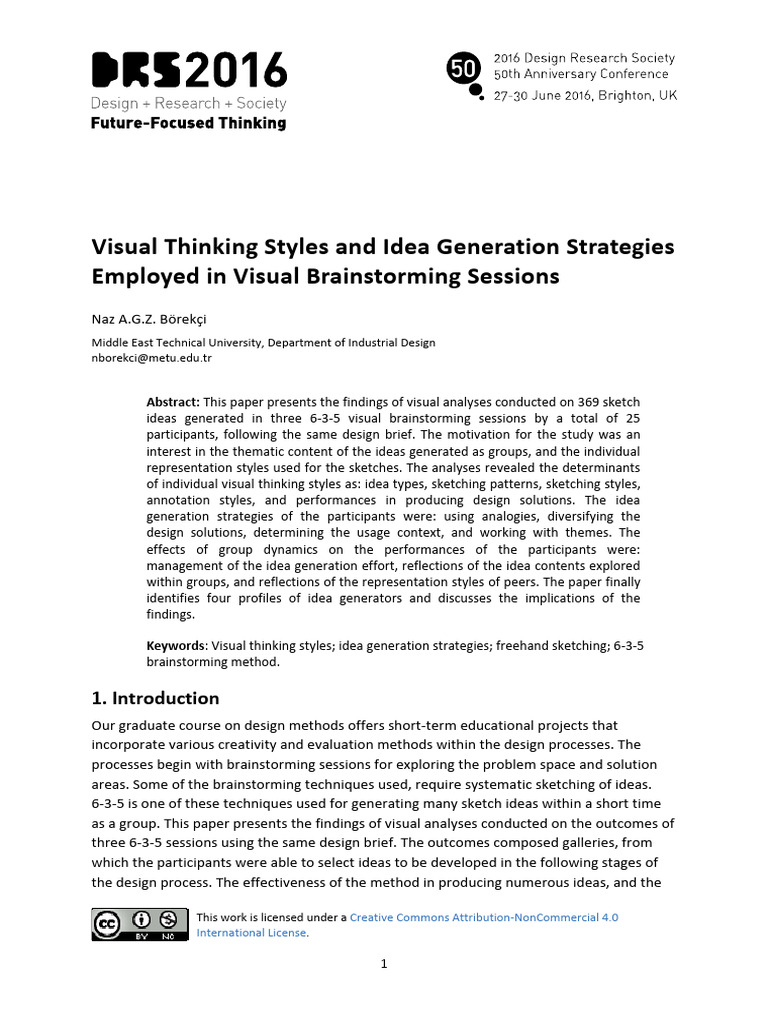 Visual Thinking Styles and Idea Generation Strategies | PDF