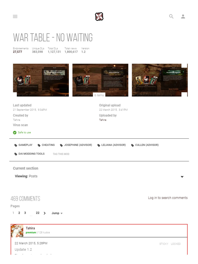 War Table - No Waiting at Dragon Age - Inquisition Nexus - Mods and ...