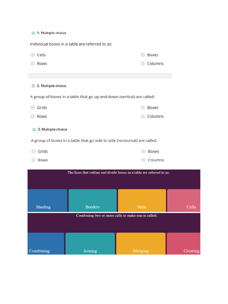 practice questions table | PDF