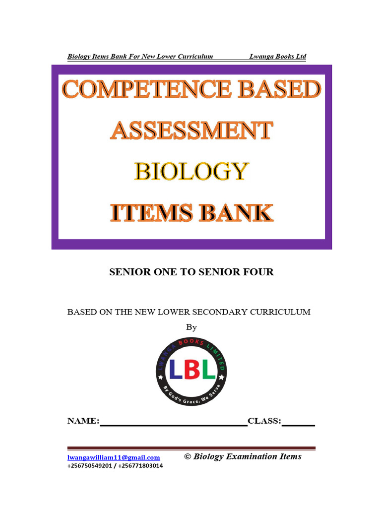 S1-S4 Bio Cba Items Bank (LBL) | PDF | Curriculum | Learning