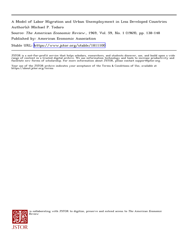 A Model of Labor Migration and Urban Unemployment in Less Developed ...