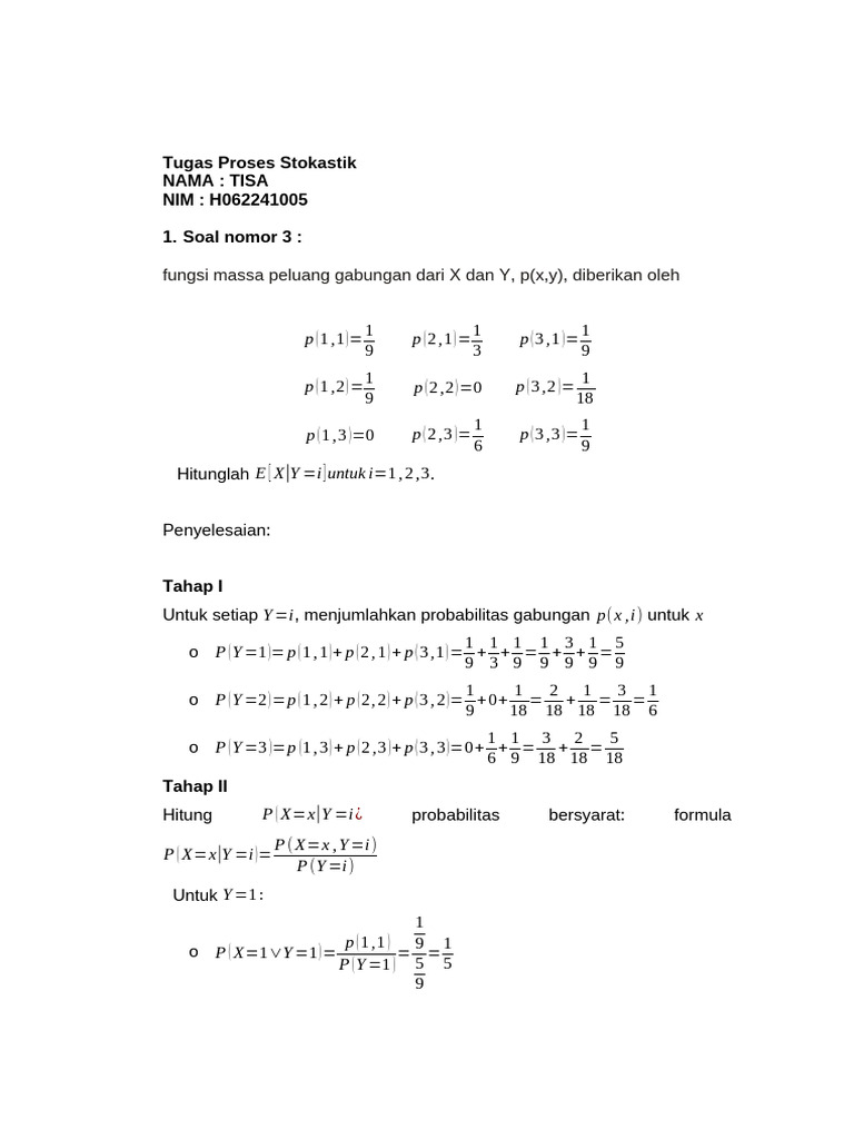 Tugas Proses Stokastik Lanjut - H062241005 - TISA | PDF | Mathematical Concepts | Probability Theory