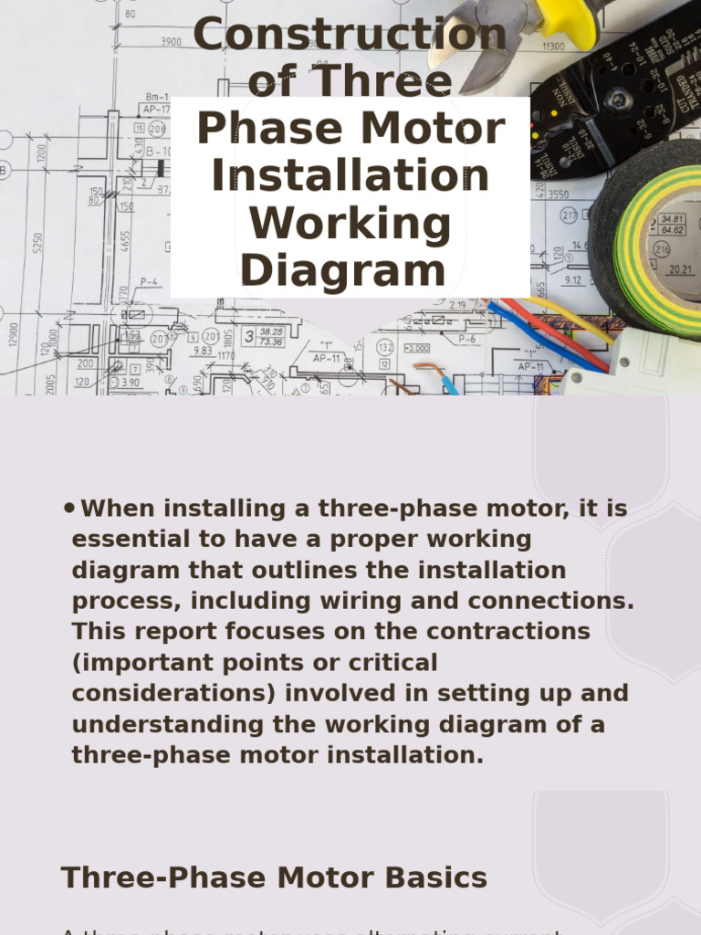 construction of Three Phase Motor Installation Working Diagram | PDF
