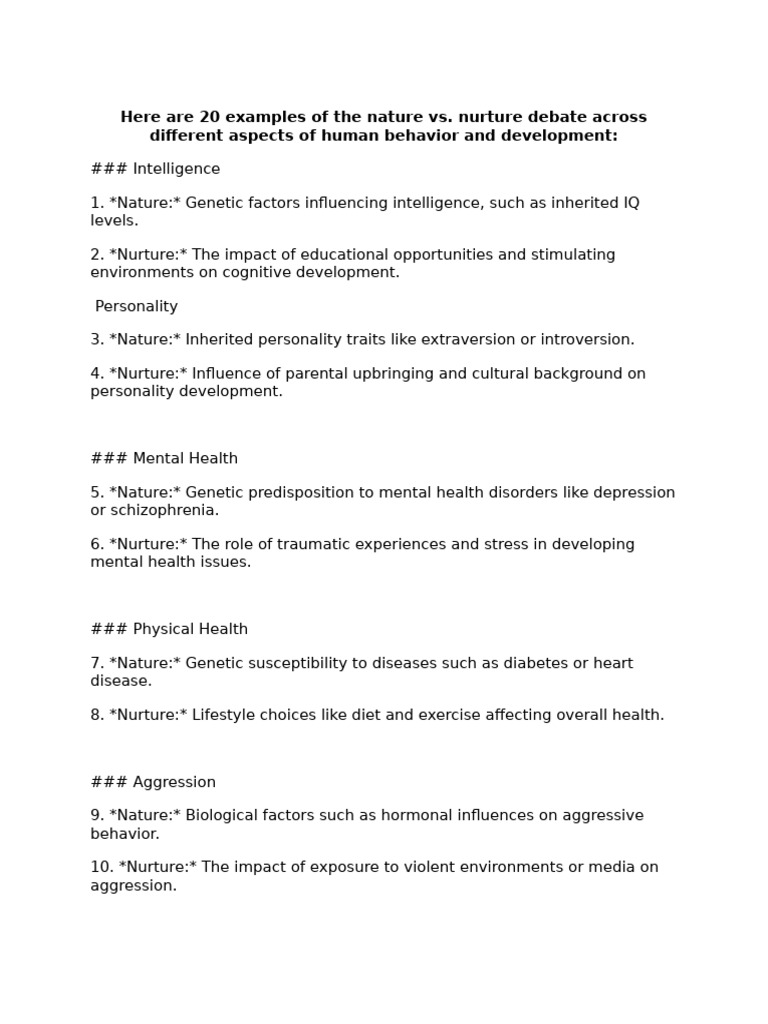 nature vs. nurture | PDF