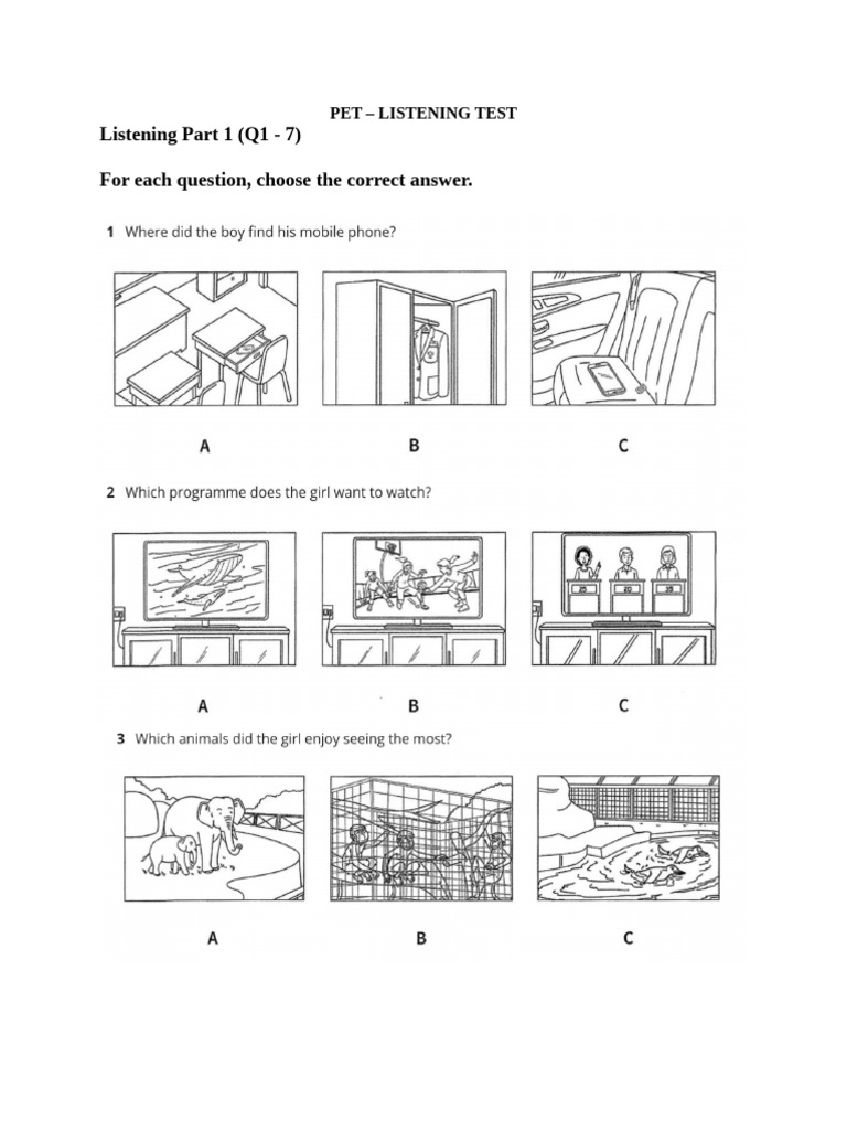 Pet - Listening Test | PDF