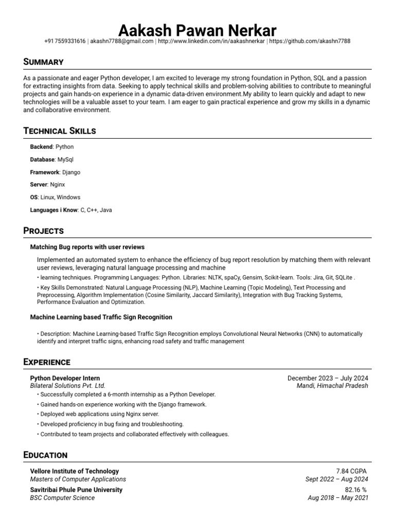 Aakash - Pawan - Nerkar - Resume | PDF