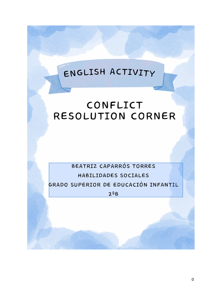 English Activity Conflict Resolution Corner | PDF