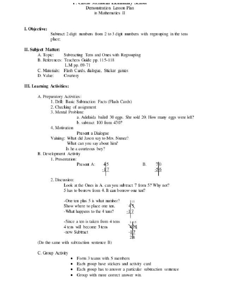 Lesson Plan Math | PDF